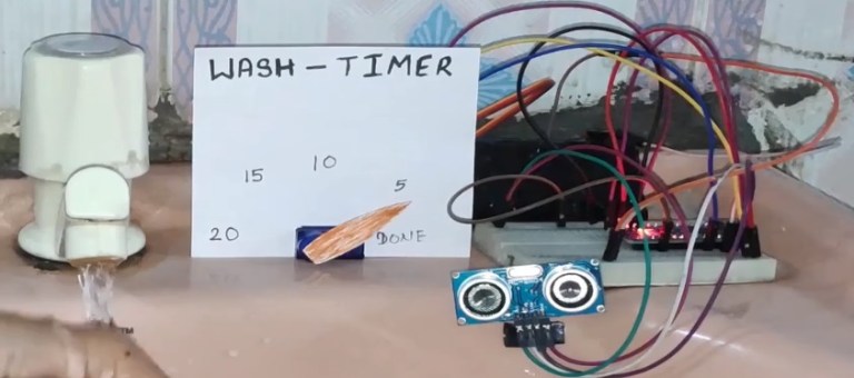 Hand Washing Timer project using Arduino, Ultrasonic Sensor, & Servo