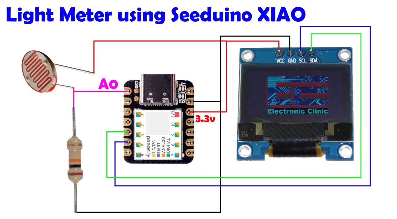 Seeeduino XIAO and I2C Oled Display based Light meter, Seeeduino XIAO I2C