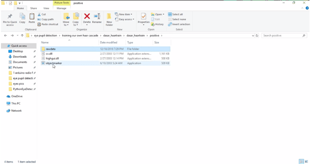 Arduino image processing Eye Pupil Tracking, how to make XML file