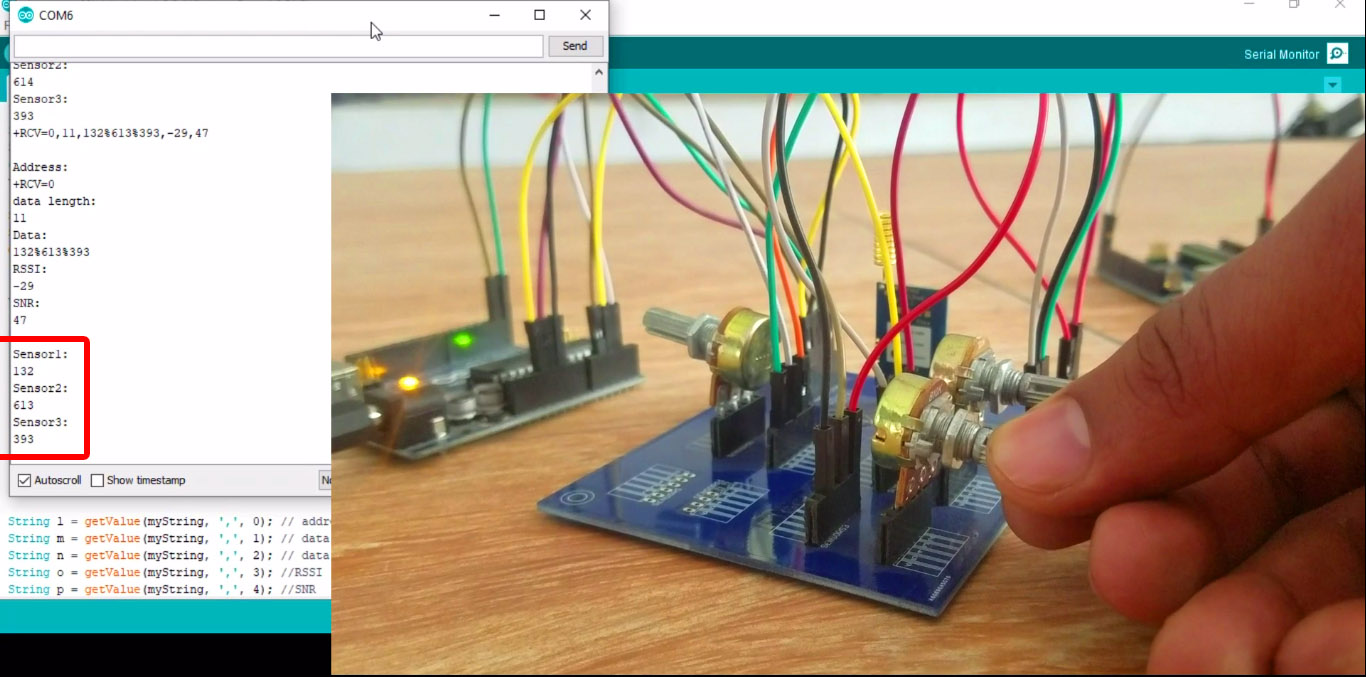 Reyax Lora based Multiple Sensors Monitoring using Arduino