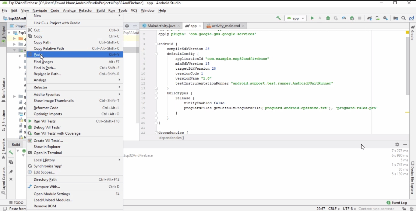 Firebase Android Application Designing using Android Studio, ESP32 DHT11