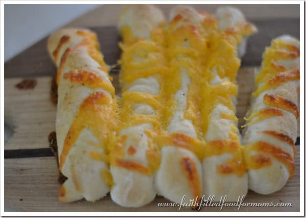 Homemade Cheese Filled Breadsticks • Faith Filled Food for Moms