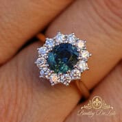 Teal Sapphire Trapezoid Diamond Ring - Bentley De Lisle