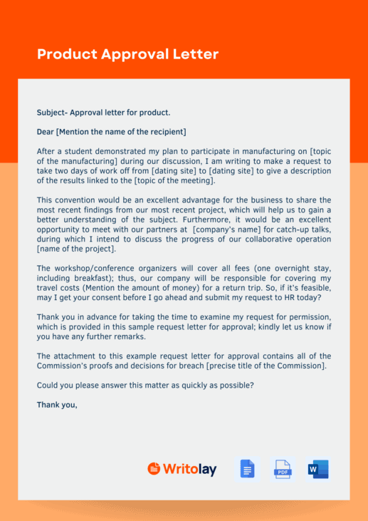 Product Approval Letter Sample Writing A Request For Approval Letter