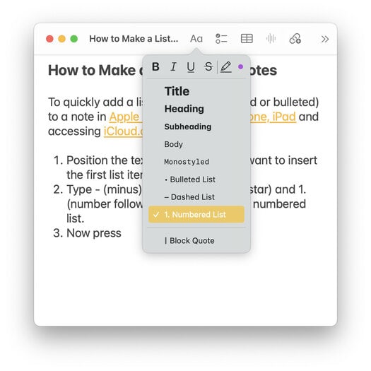 How to Make a List in Apple Notes - La De Du