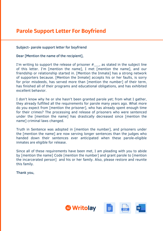 Family Member Support Letter For Parole Board - Infoupdate.org