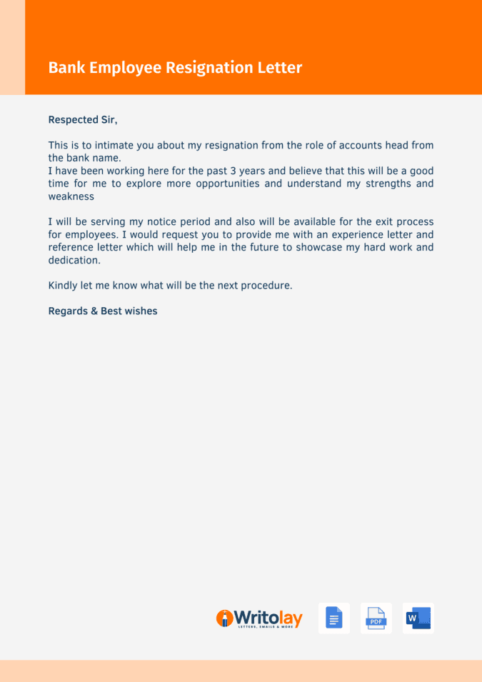 How To Write Resignation Letter To Bank Manager Sle - Infoupdate.org