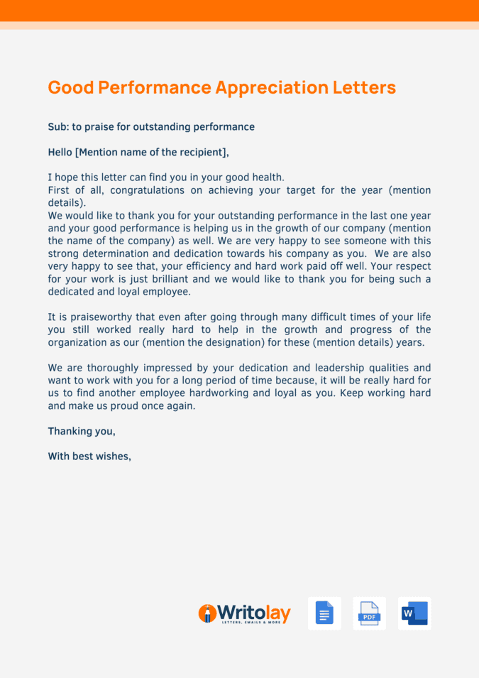 Appreciation Email To Employee For Outstanding Performance - Infoupdate.org