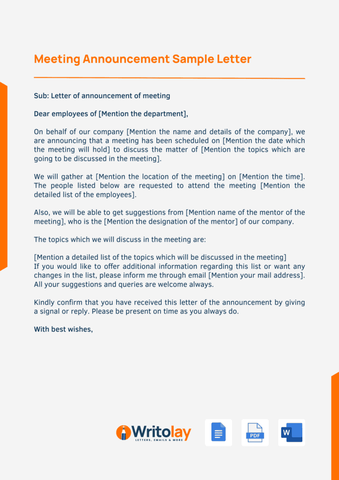 Meeting Announcement Email