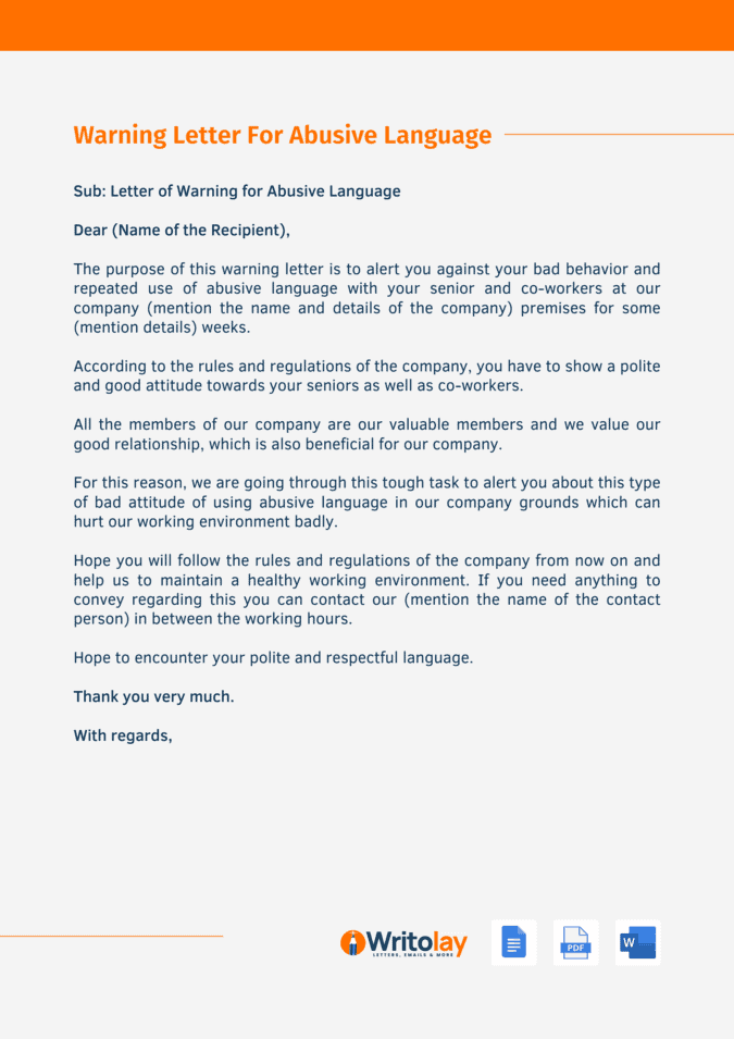 Warning Letter Format For Misbehaviour With Senior - Infoupdate.org