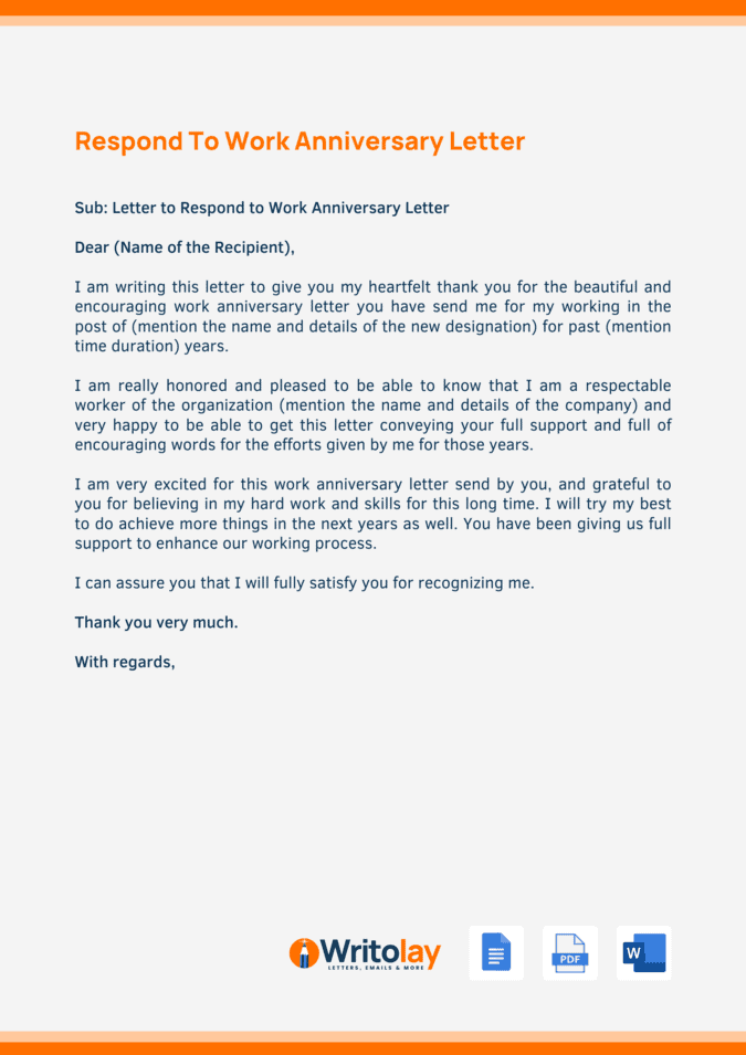 How To Write A Company Anniversary Letter To Employee - Infoupdate.org