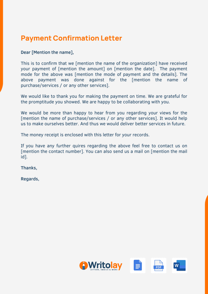 Payment Received Letter Format In Word - Infoupdate.org