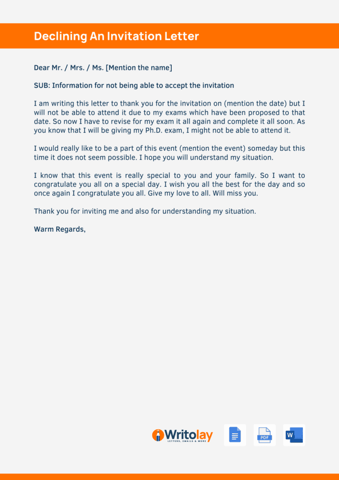 decline an invitation