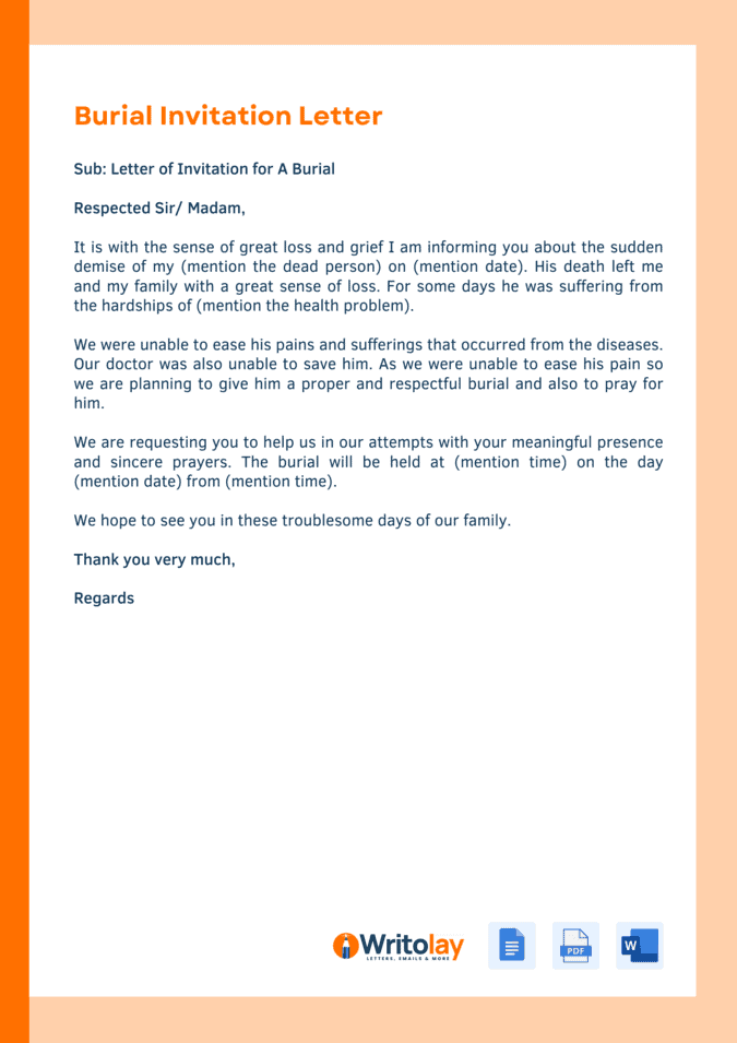 Funeral Invitation Letter To Church Sle - Infoupdate.org