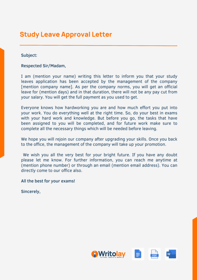 Leave Of Absence Letter Sle For Visa Approval Letter Exlex - Infoupdate.org