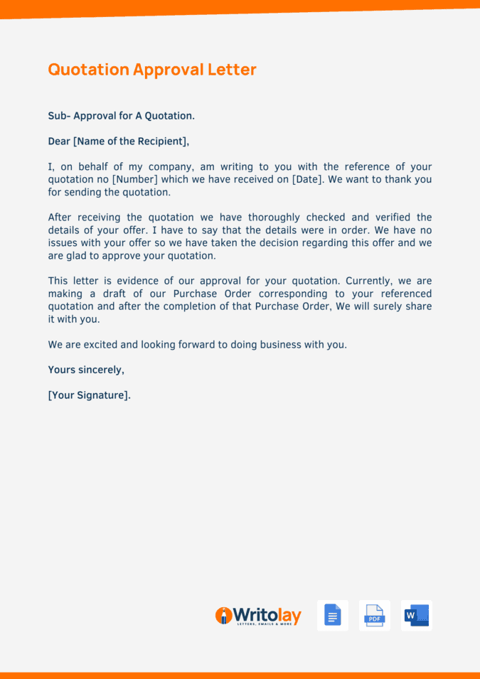 Quote Acceptance Letter Sample