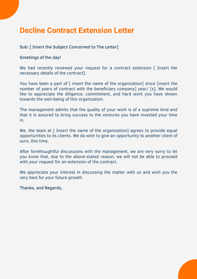 Contract Extension Letter Format Decline Contract Extension Letter: 4