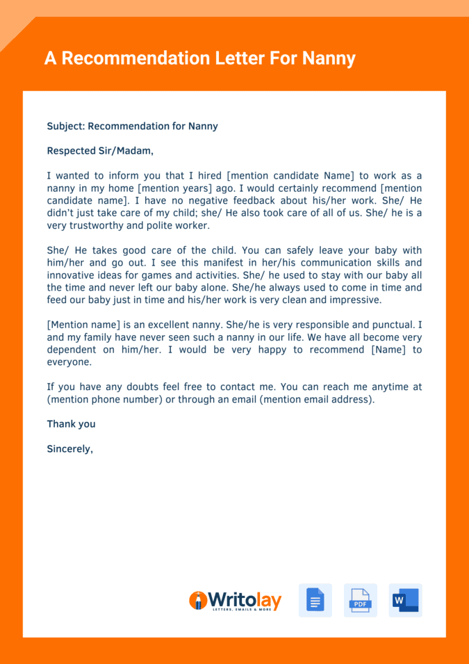 Babysitting Recommendation Letter Sle - Infoupdate.org
