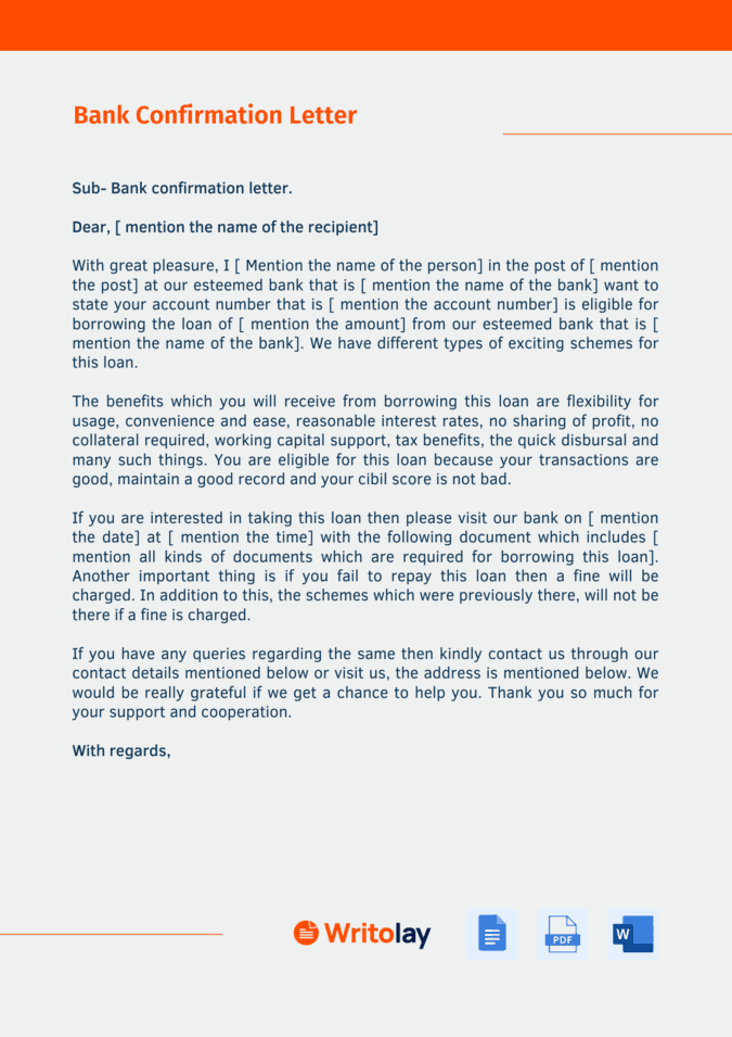 Bank Details Confirmation Letter Format - Infoupdate.org