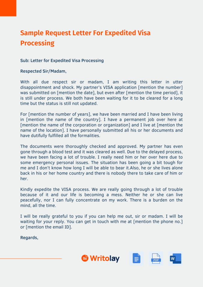 Sample Letter Requesting A Visa Request Letter To Speed Up The Process