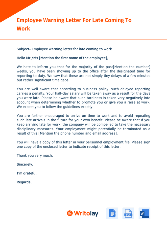 Employee Warning Letter For Being Late For Work - Infoupdate.org