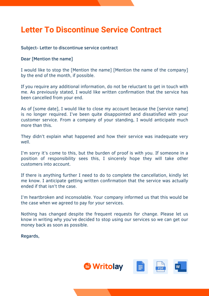 Service Cancellation Letter To Customer - Infoupdate.org