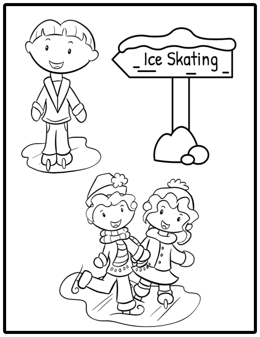 Children Ice Skating Coloring Pages