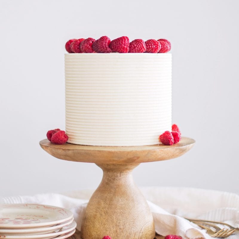 white raspberry cake cart