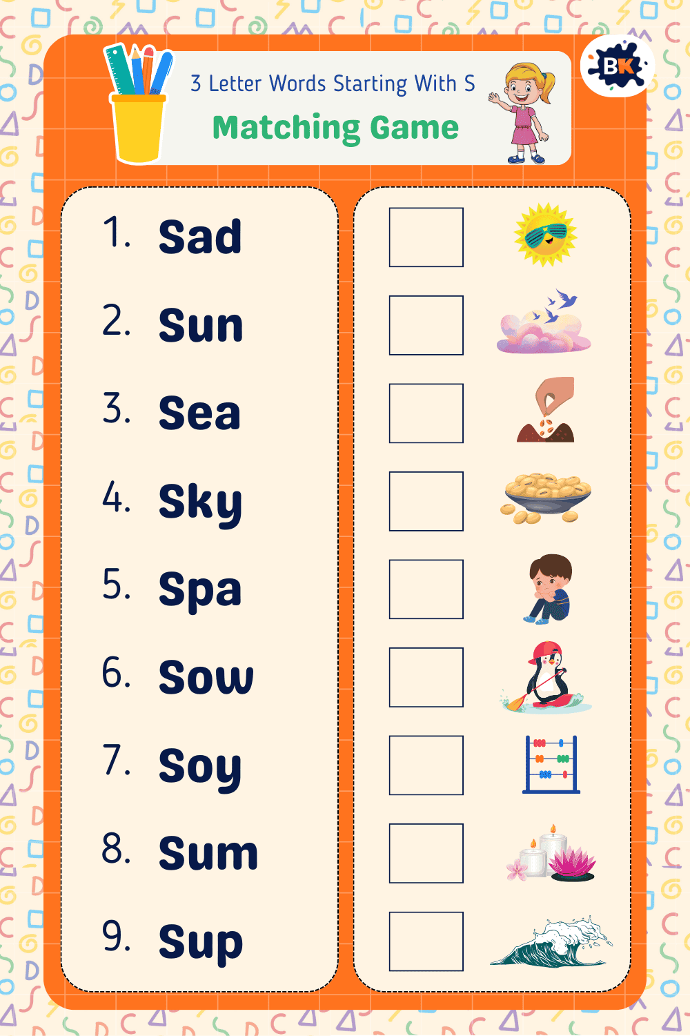 Letter S Words For Kids