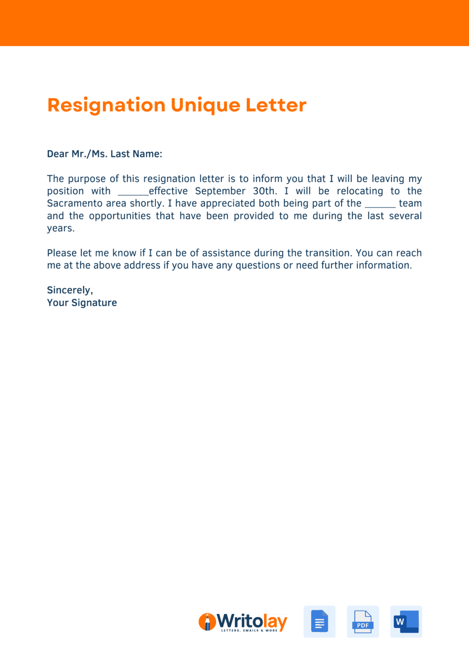 Simple Resignation Letter Sample Template In Pdf Word