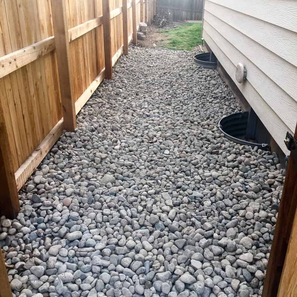 side yard with rock