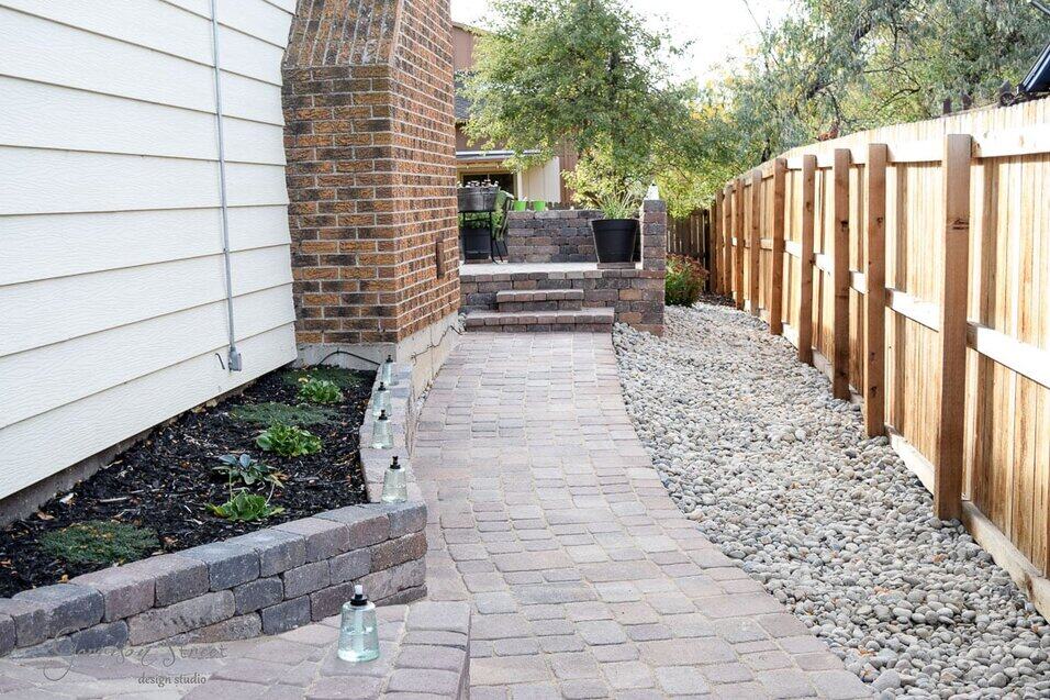 side yard with rock