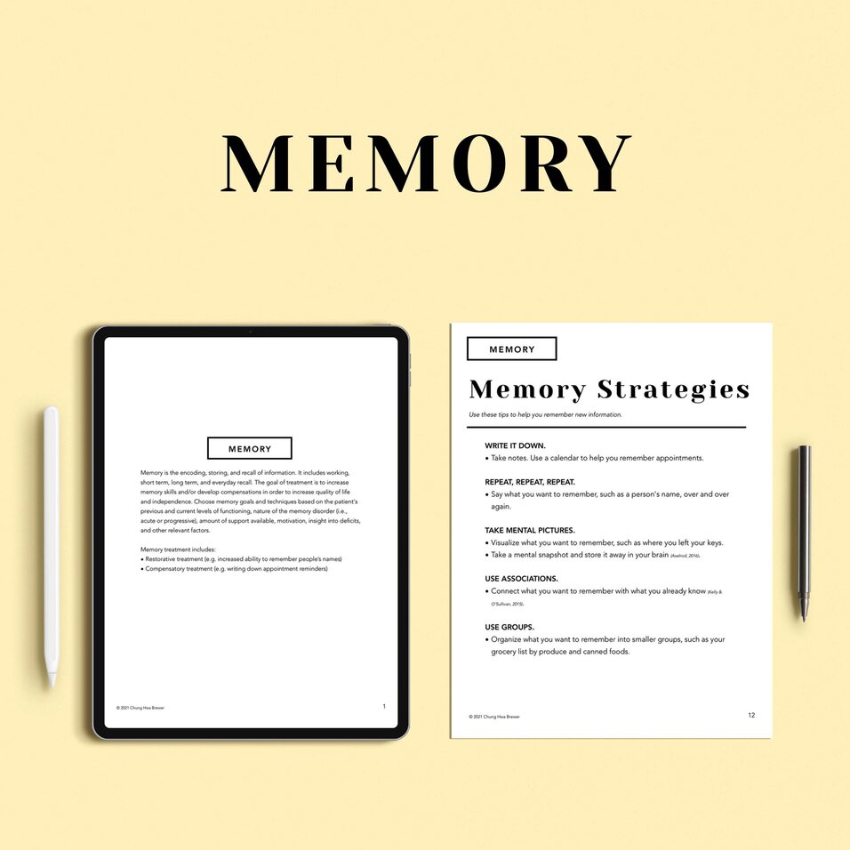 memory recall worksheets