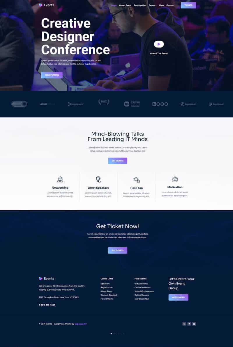 events wordpress template