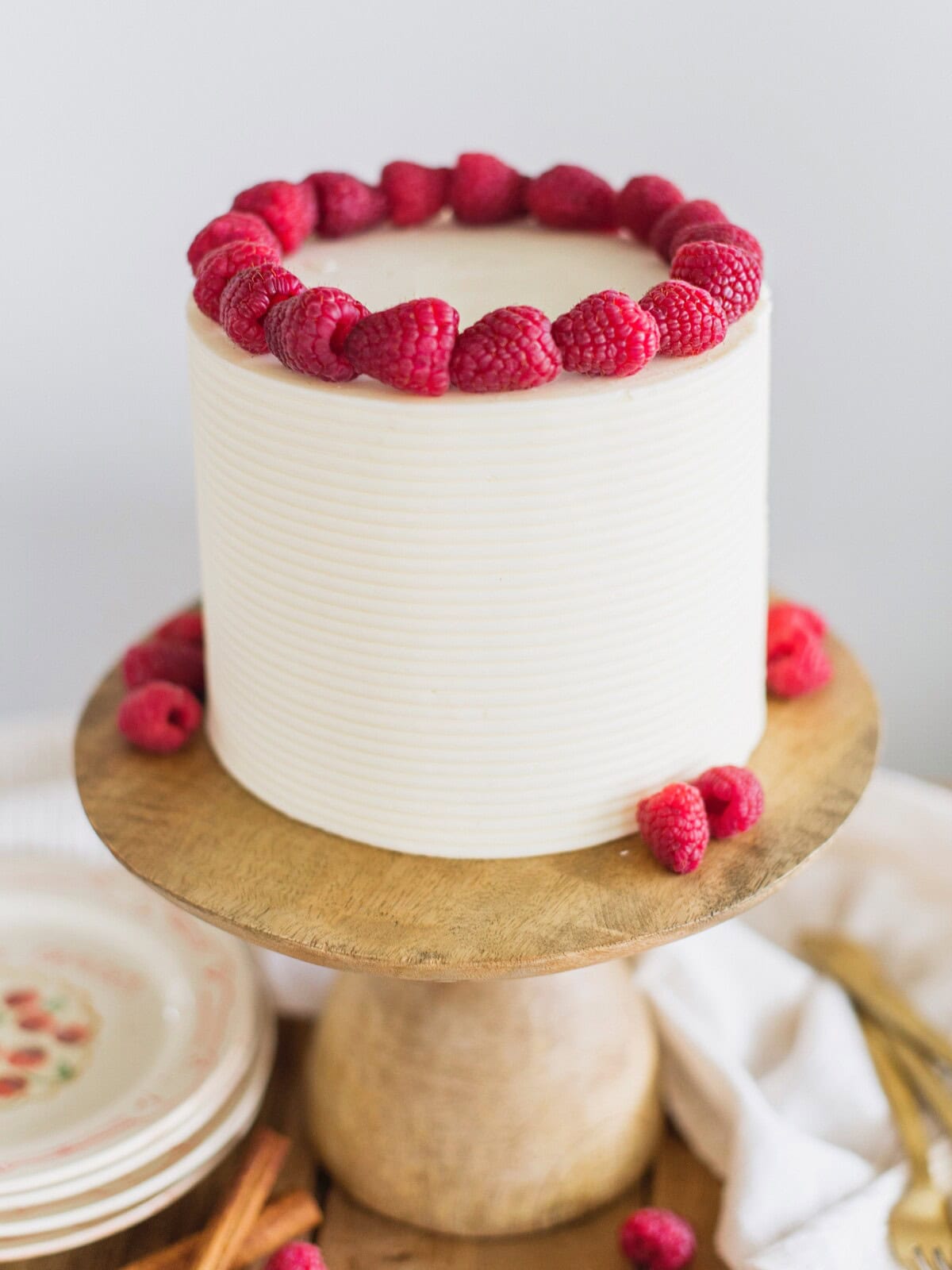 white raspberry cake cart