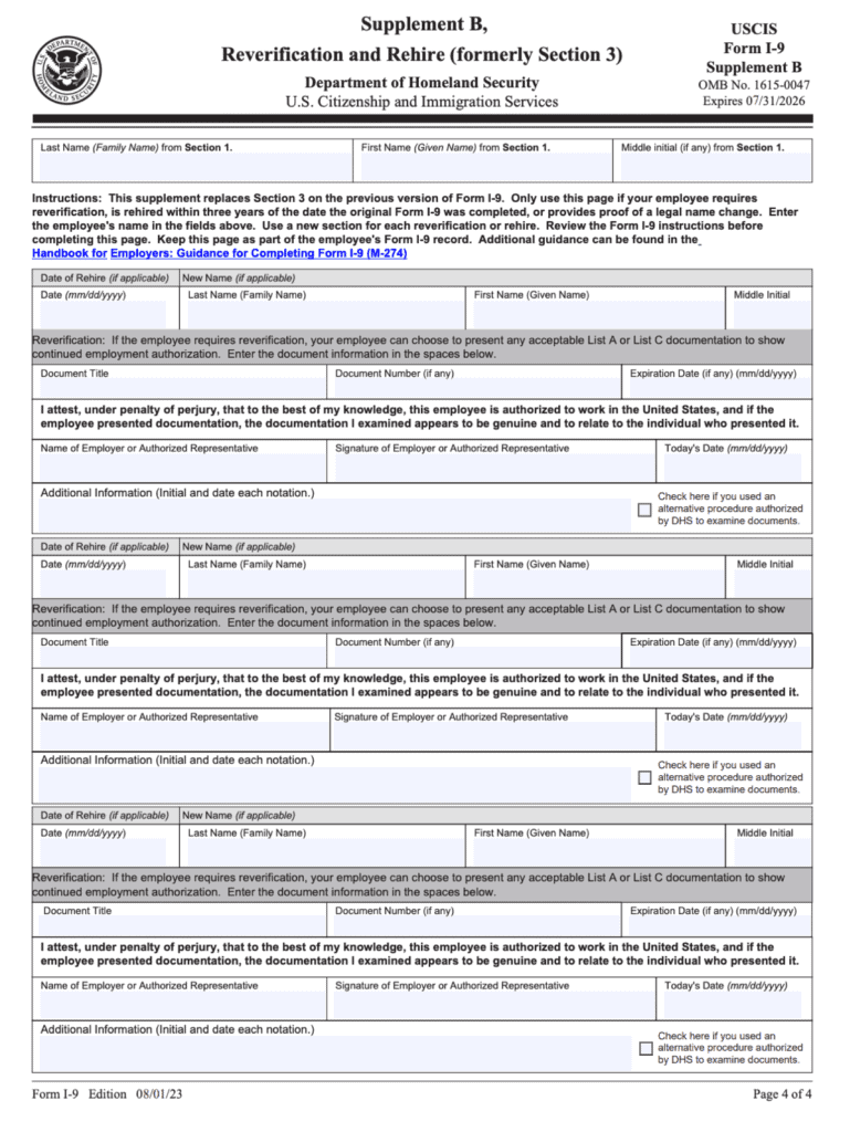 Fillable I9 Form I 9 (Spanish)
