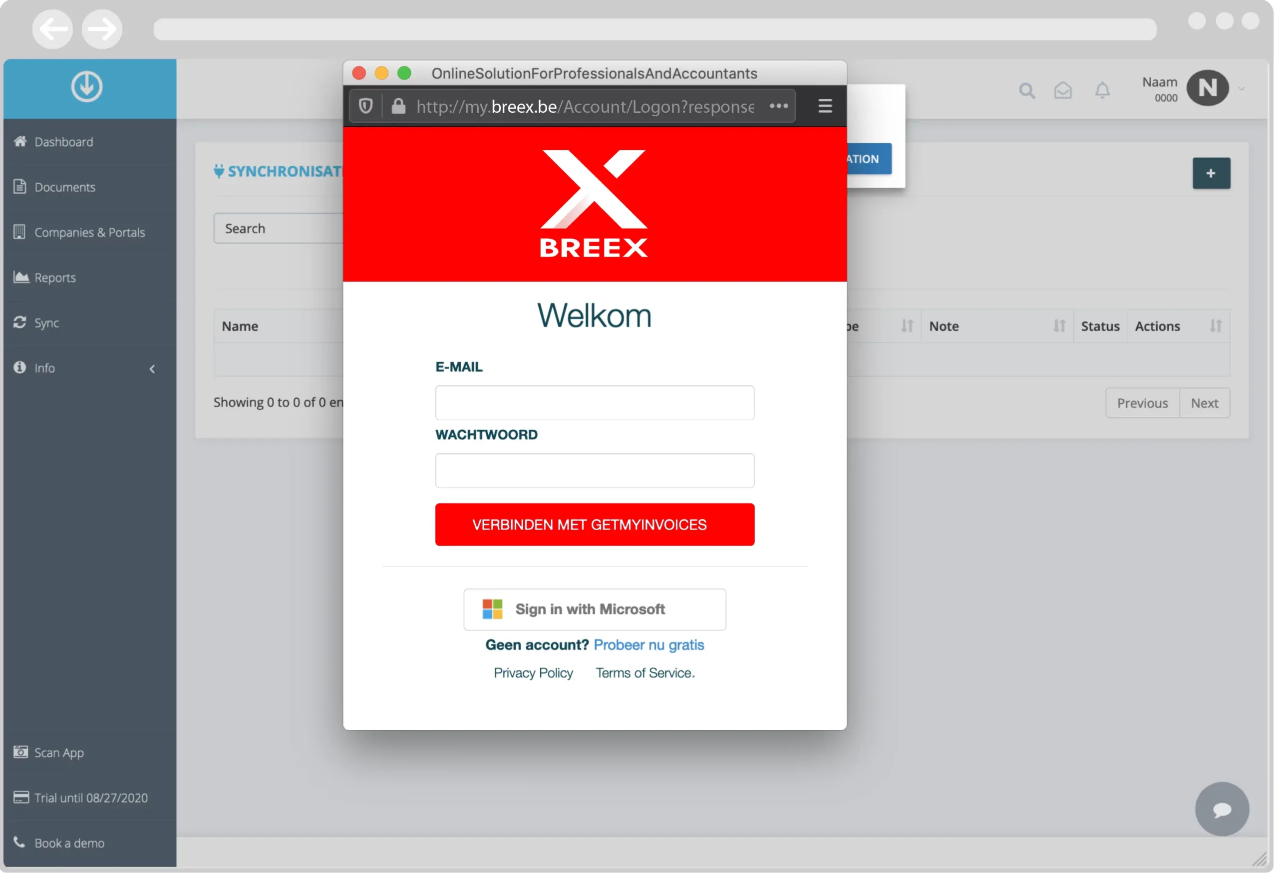 Link with Getmyinvoices - BREEX