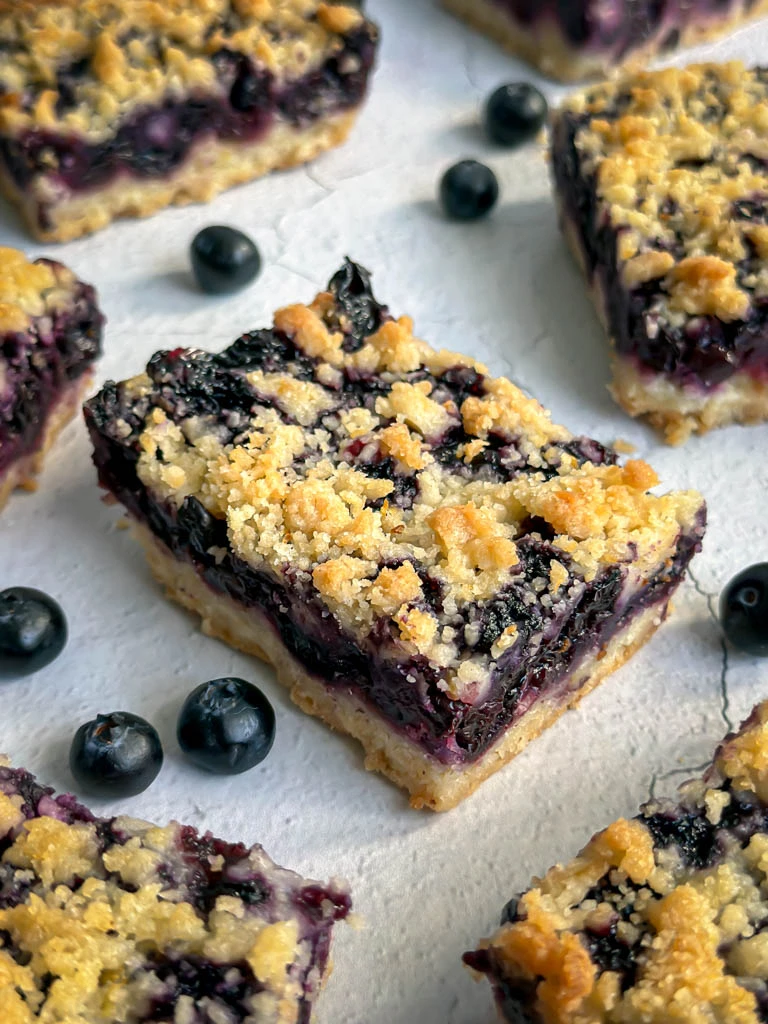 Blueberry Bars with Fresh Lemon & Crumble Topping