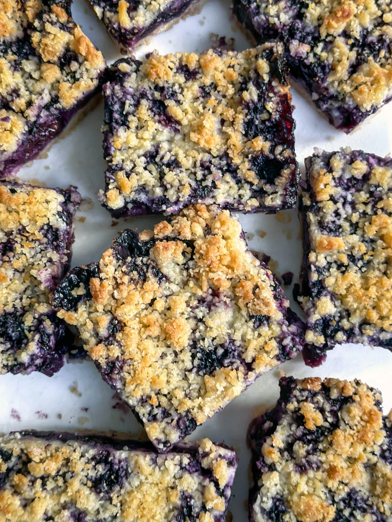 Blueberry Bars with Fresh Lemon & Crumble Topping