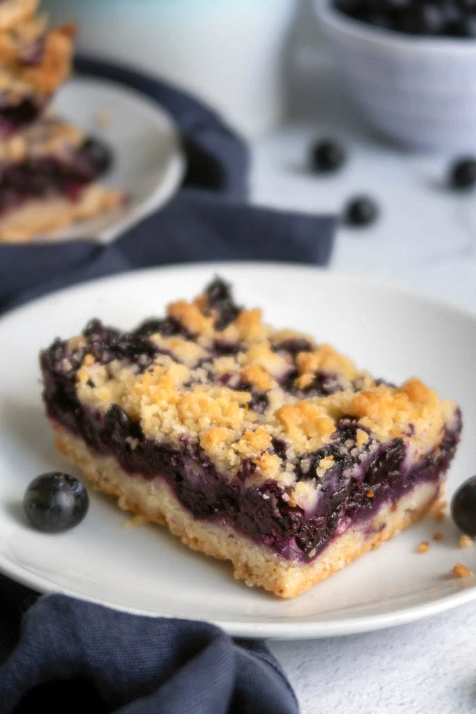 Blueberry Bars with Fresh Lemon & Crumble Topping