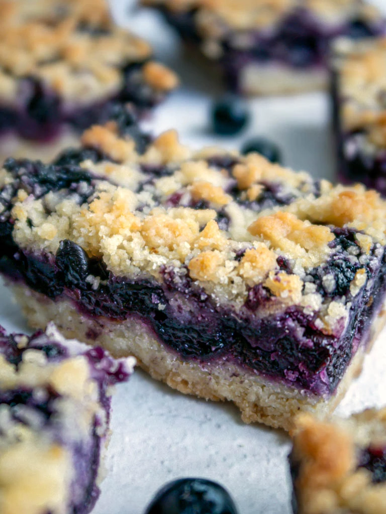 Blueberry Bars with Fresh Lemon & Crumble Topping