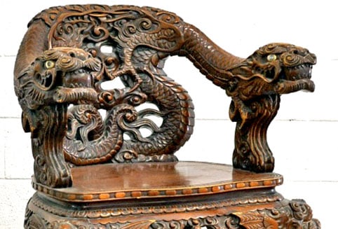 Carved Asian Dragon Chair With Ivory Eyes SOLD $180 | EJ'S Auction ...
