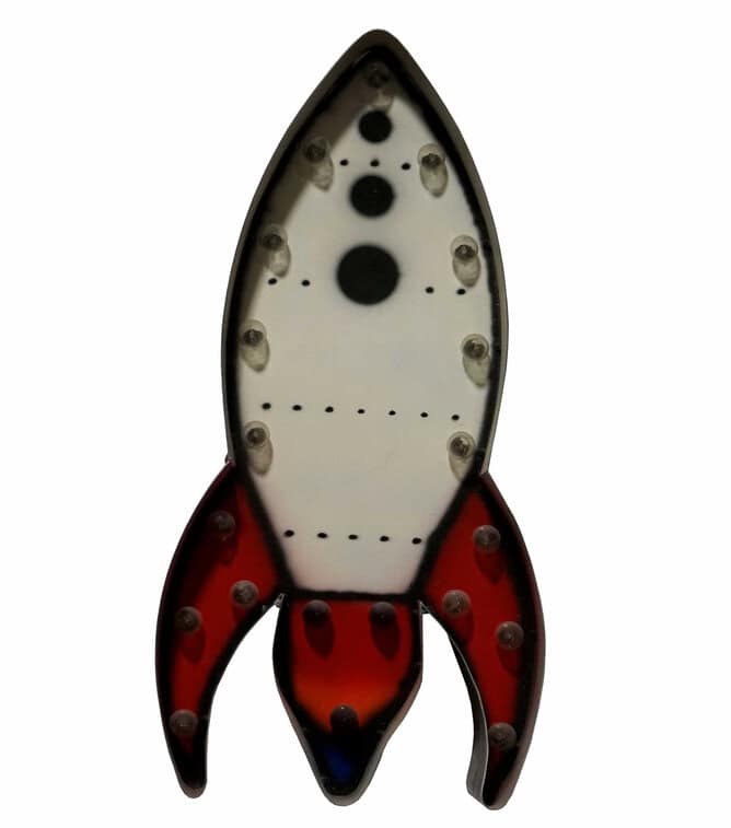 Vintage Metal Rocket Ship Light Up Sign | EJ'S Auction & Appraisal