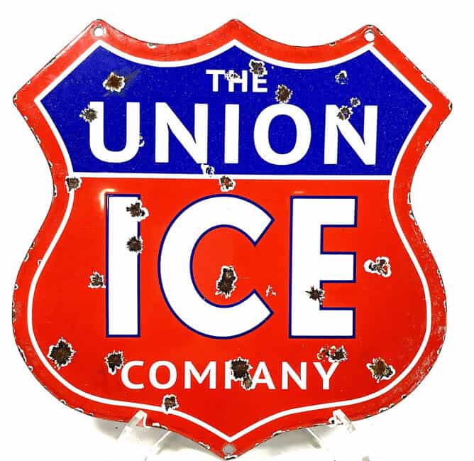 Porcelain Enameled The Union Ice Company Sign | EJ'S Auction & Appraisal
