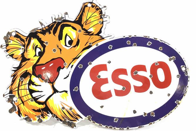 Porcelain Enameled Esso Tiger Sign | EJ'S Auction & Appraisal