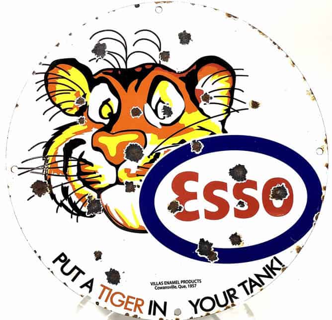 Porcelain Enameled Esso Tiger Sign | EJ'S Auction & Appraisal