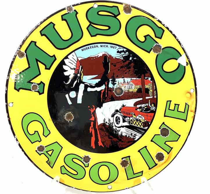 Porcelain Enameled Musgo Gasoline Sign | EJ'S Auction & Appraisal