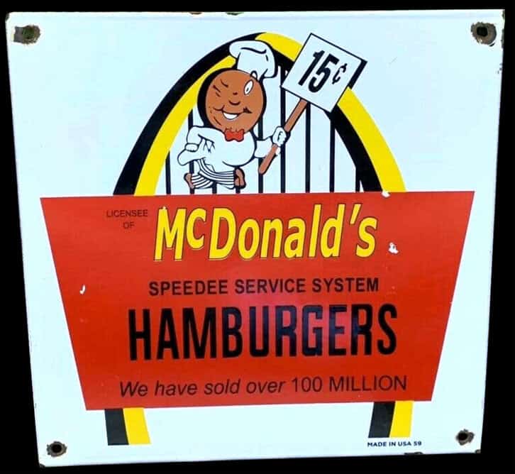 Vintage Mcdonalds Porcelain Enamel Sign | EJ'S Auction & Appraisal