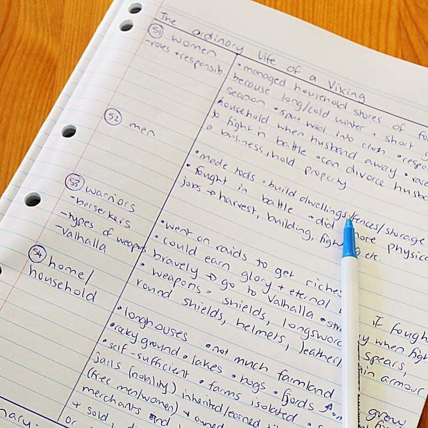 cornell notes example middle school