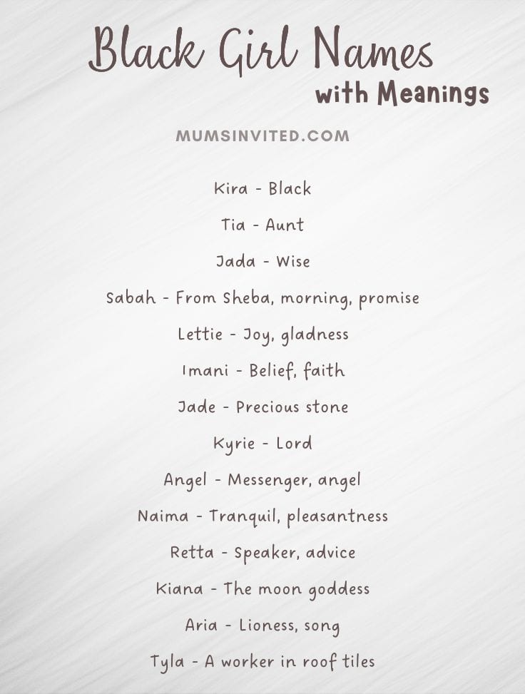 Baby Names For Black Girls